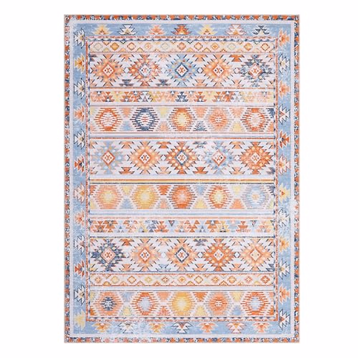 WESTLOOM 9x12 Large Living Room Rug Washable Rug Boho Distressed Area Rug Bohemian Tribal Area Rug Indoor Non-Slip Floor Carpet for Bedroom Home Office, Orange