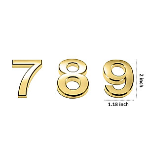 20 Pieces Mailbox Numbers for House Outside 0-9 Door Room Signs Self Adhesive Address Number Sticker for Office Wall Apartment Decorative(2 Inch,Gold)