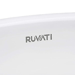 Ruvati 16 x 13 inch Undermount Bathroom Vanity Sink White Oval Porcelain Ceramic with Overflow - RVB0616
