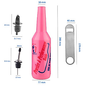 SuproBarware Flair Bottle Decorative Bottles - 25oz/750ml Set of 10 Flair Bartender Practice & Performance Bottle Pink