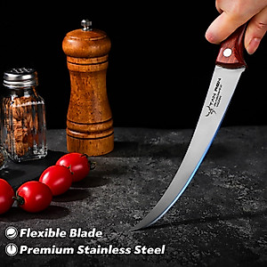 TAN REN 7.5 Inch Chinese Cleaver Knife and 7 Inch Boning Knife for Meat Cutting, High Carbon Steel Butcher Knife, Stainless Boning Knives with Sheath