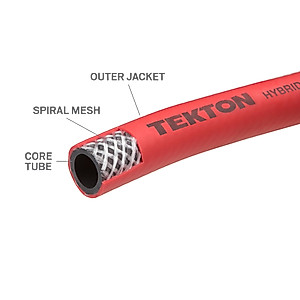 TEKTON 3/8 Inch I.D. x 6 Foot Hybrid Lead-In Air Hose (300 PSI) | 46133
