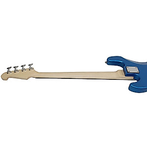 Stedman Beginner Series Bass Guitar Bundle with 15-Watt Amp, Gig Bag, Instrument Cable, Strap, Strings, Picks, and Polishing Cloth - Metallic Blue