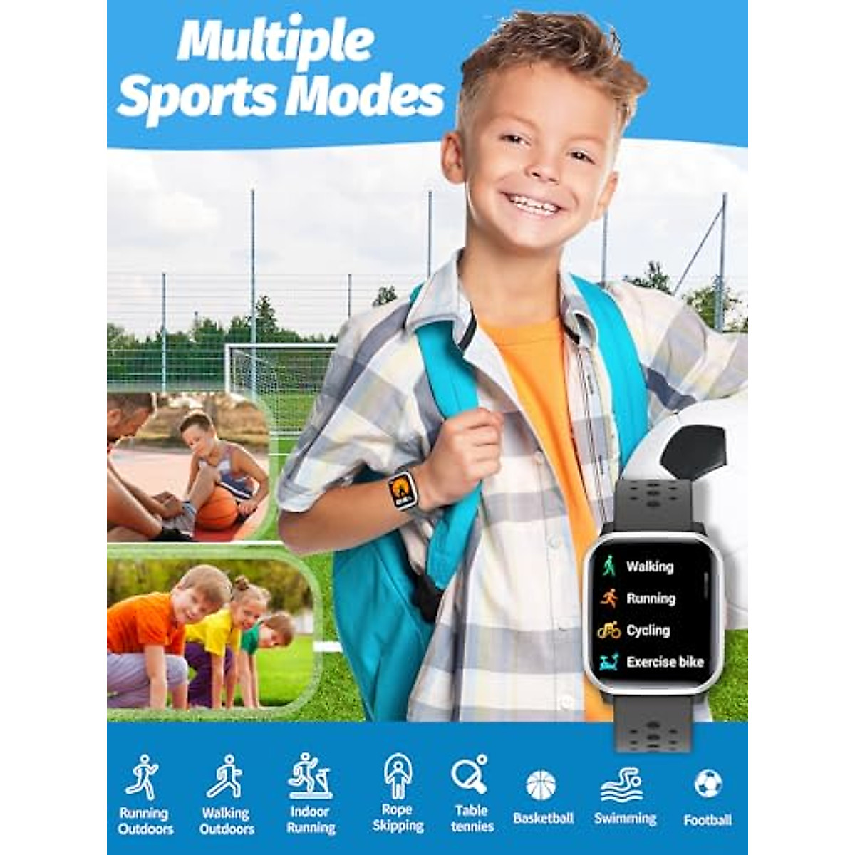 Butele Kids Smart Watch Girls Boys, Smart Watch for Kids Smart Watch Gifts for 4-16 Years Old with Sleep Mode 19 Sports Mode Pedometer Birthday Gift for Boys Girls