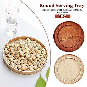 Wooden Serving Tray,Round Wood Plate Platter Catchall Tray Cheese Plates Coffee Tea Serving Tray Fruit Platters Party Dinner Plates Sour Candy Tray Wood Natural Round Serving Tray