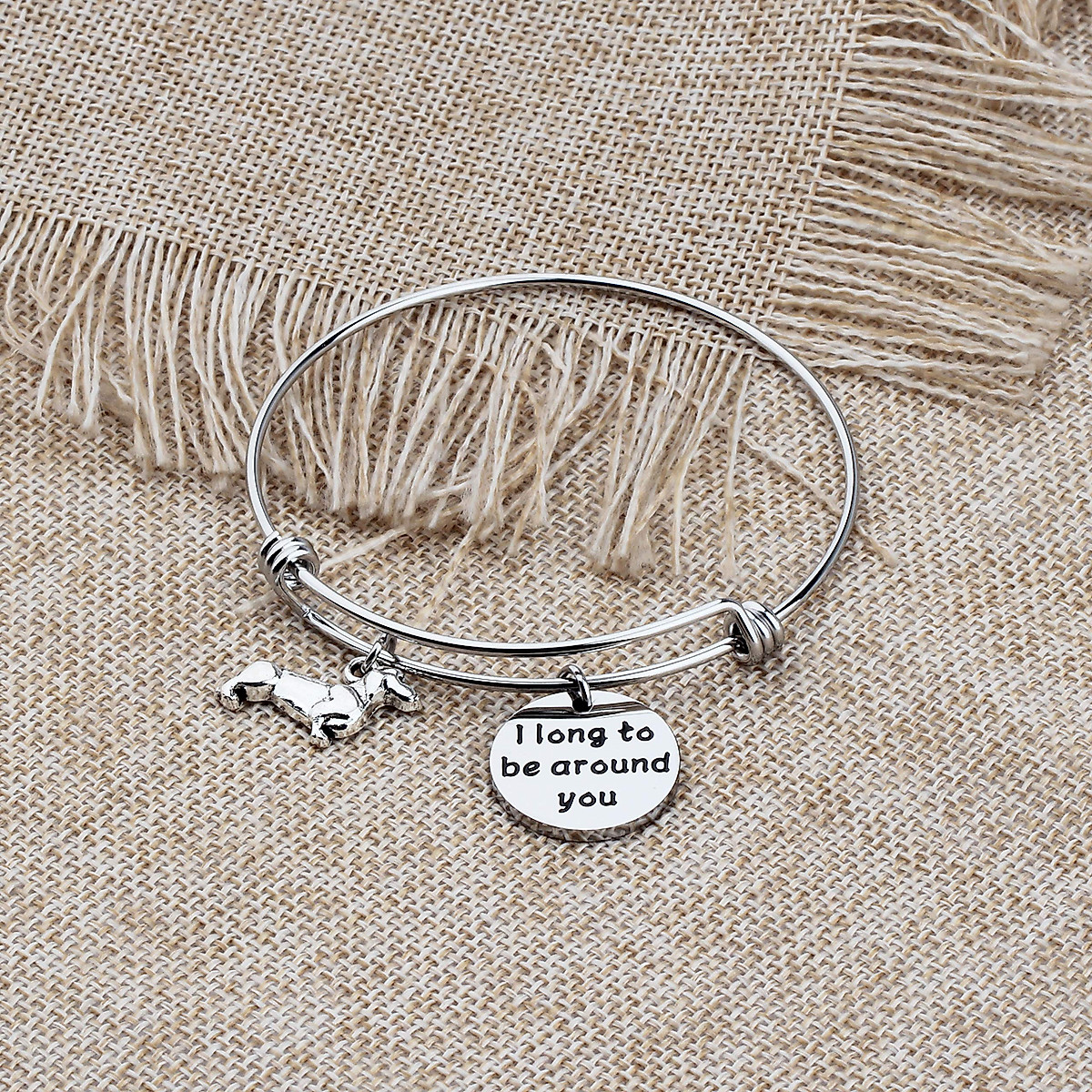 BAUNA Dachshund Bracelet Doxie Dog Jewelry I Long To Be Around You Wiener Dog Pet Owner Gift For Dachshund Lover (Dachshund Bracelet)