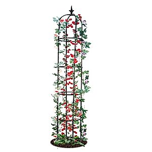 Garden Trellis for Climbing Plants, Tower Obelisk Garden Trellis 6.5ft Tall Plant Support Vine Supports Plant Tower for Climbing Vines and Flowers Stands 1 Pack