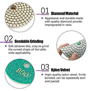 Swpeet 11Pcs Diamond Polishing Pads Kit, 10Pcs 3 Inch Wet/Dry Polishing Kit Polishing pads Kit with 1Pcs 3 Inch Yellow Backer Pad for Granite Marble Stone Glass Quartz Polishing