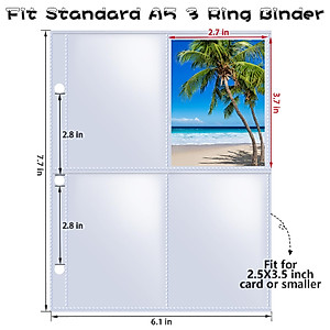 70 Pack 560 Pockets A5 Binder Sleeves for 3 Ring 4-Pocket, Double-Sided, 2.5x3.5 Trading Card Sleeves, Ultra-Clear Removable Game Baseball Football Card Holder for A5 Card Holder Album