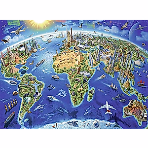 Ravensburger World Landmarks Map | 300-Piece Educational Jigsaw Puzzle for Kids | Unique Pieces | FSC Certified Materials