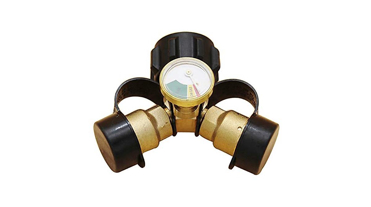 MENSI 2-Way Tee Propane Splitter with Level Gauge