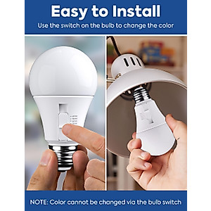 Nouscan Adjustable Light Bulb, 100W Equivalent, 5CCT A19 LED Light Bulb, E26 Base, 2700K 3000K 4000K 5000K 6000K, 1200LM, 13W E26 Medium Base Standard Light Bulb for Bedroom, Living Room, 4 Pack