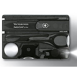 Victorinox Swiss Card Lite Swiss Army Knife, 13 Function Swiss Made Pocket Knife with Magnifying Glass LED and Tweezers - Sapphire