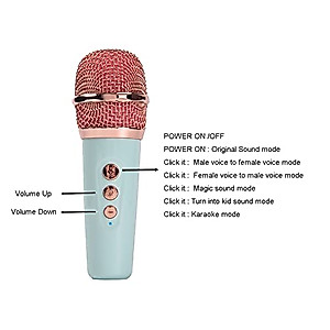 Portable Bluetooth Speaker with Microphone Set,Retro bluetooth speaker with Home Karaoke Machine,Portable Handheld Karaoke Mics Speaker Machine for Kids and Adults Home Party Birthday (Blue)