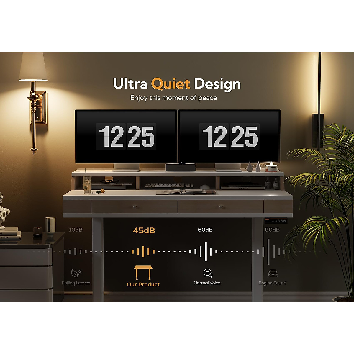 Claiks Standing Desk with Drawers, Electric Adjustable Standing Desk Adjustable Height, Sit Stand Up Desk with Storage Shelves & Wheels, 48 Inch White