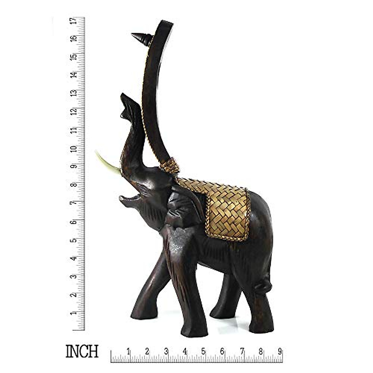 Joyous Elephant Carved Rain Tree Wooden Wine Bottle Holder (Thailand) | Handcarved Home Decorations