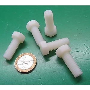 Natural Nylon Hex Head Bolts FT 3/8"-16 Thread x 1.00" Long 50 pcs