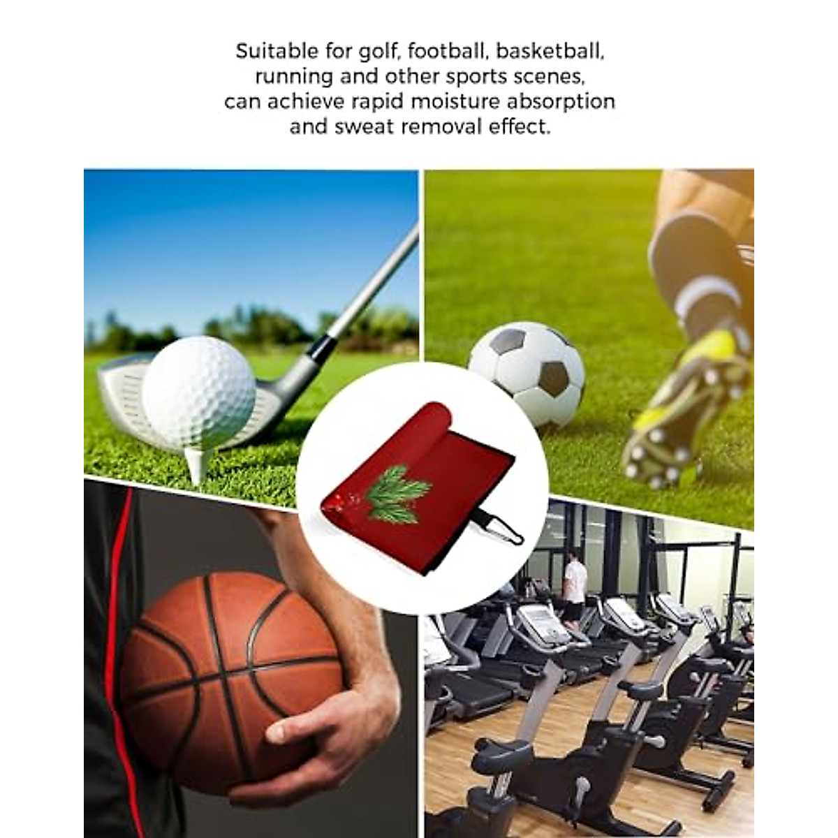 Golf Towel Christmas Pine Needle Light Ball Red,Waffle Pattern Microfiber Club Cleaner Golf Towels with Carabiner Clip for Women Men Dad,Xmas Green Plant Golf Towel for Golf Bags Accessories,24x16in