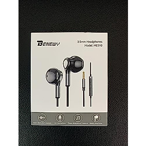 Wired Earbuds Headphones with Microphone, Half in-Ear Headphones with Mic Built-in Volume Control, High Bass Stereo Wired Earphones for iPhone, iPad, Android, MP3, Samsung Most 3.5mm Audio Devices