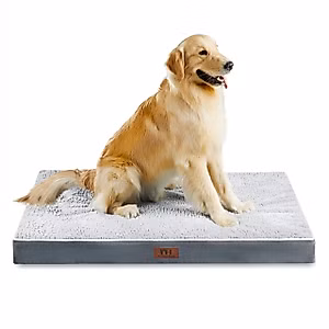 WESTERN HOME Memory Foam Orthopedic Dog Bed, Washable Dog Crate Bed for Large Dogs, Pet Bed Mat with Removable Cover and Waterproof Lining, 42 Inches, Grey
