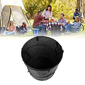 Trash Can, 24 Gallon Reusable Outdoor Portable Up Trash Can Camping Trash Can, Locking Design Foldable Waterproof Garbage Can for Parties Camping Recycling (Black)