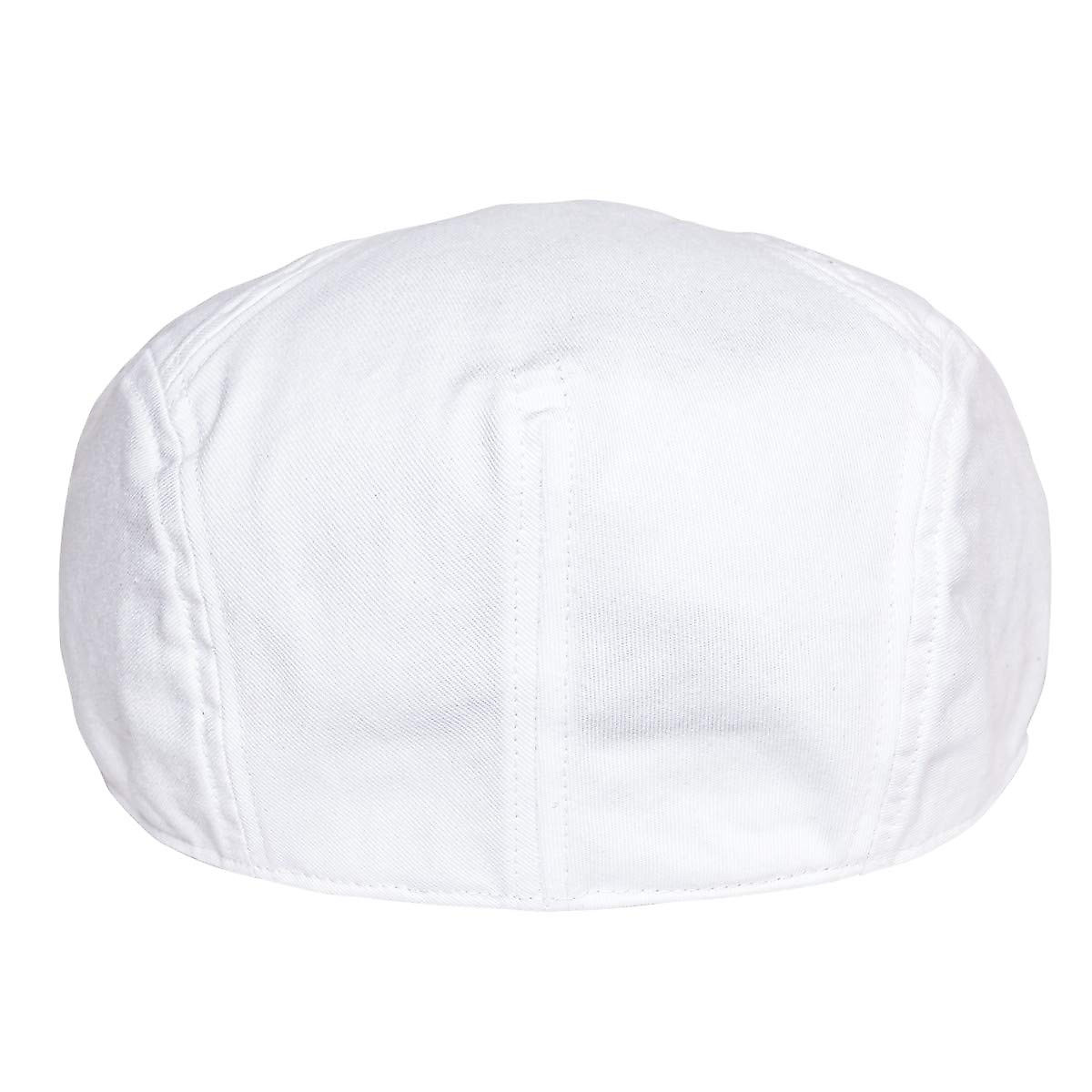 BOTVELA Men Cotton Twill Newsboy Flat Ivy Driving Hat Fitted Cap (White, 7 5/8)