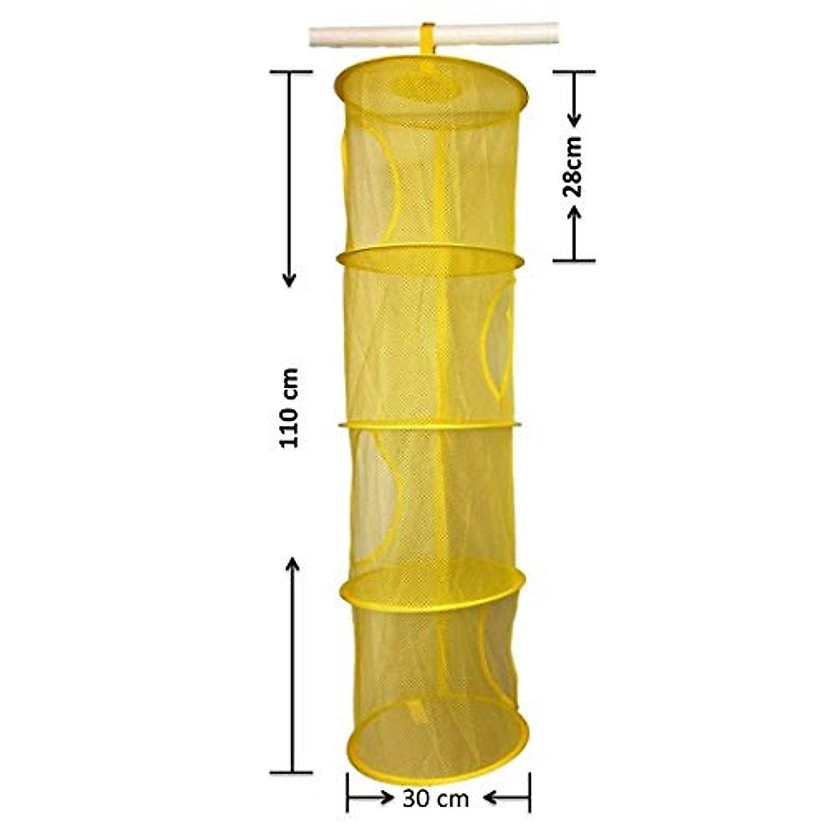 Goldenvalueable Hanging Mesh Space Saver Bags Organizer 4 Compartments Toy Storage Basket for Kids Room organization mesh hanging bag 2 Pcs Set, Blue and Yellow