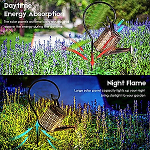 Ospetty Art Light LED Solar Waterfall Garden Light Outdoor Decorative Watering Can Garden Yard Decoration Stake Light-Lifetime Replacement Guarantee