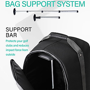 GoHimal Golf Travel Bag with Adjustable Support Rod, 900D Heavy Duty Oxford Fabric Golf Travel Case for Airlines with Wheels