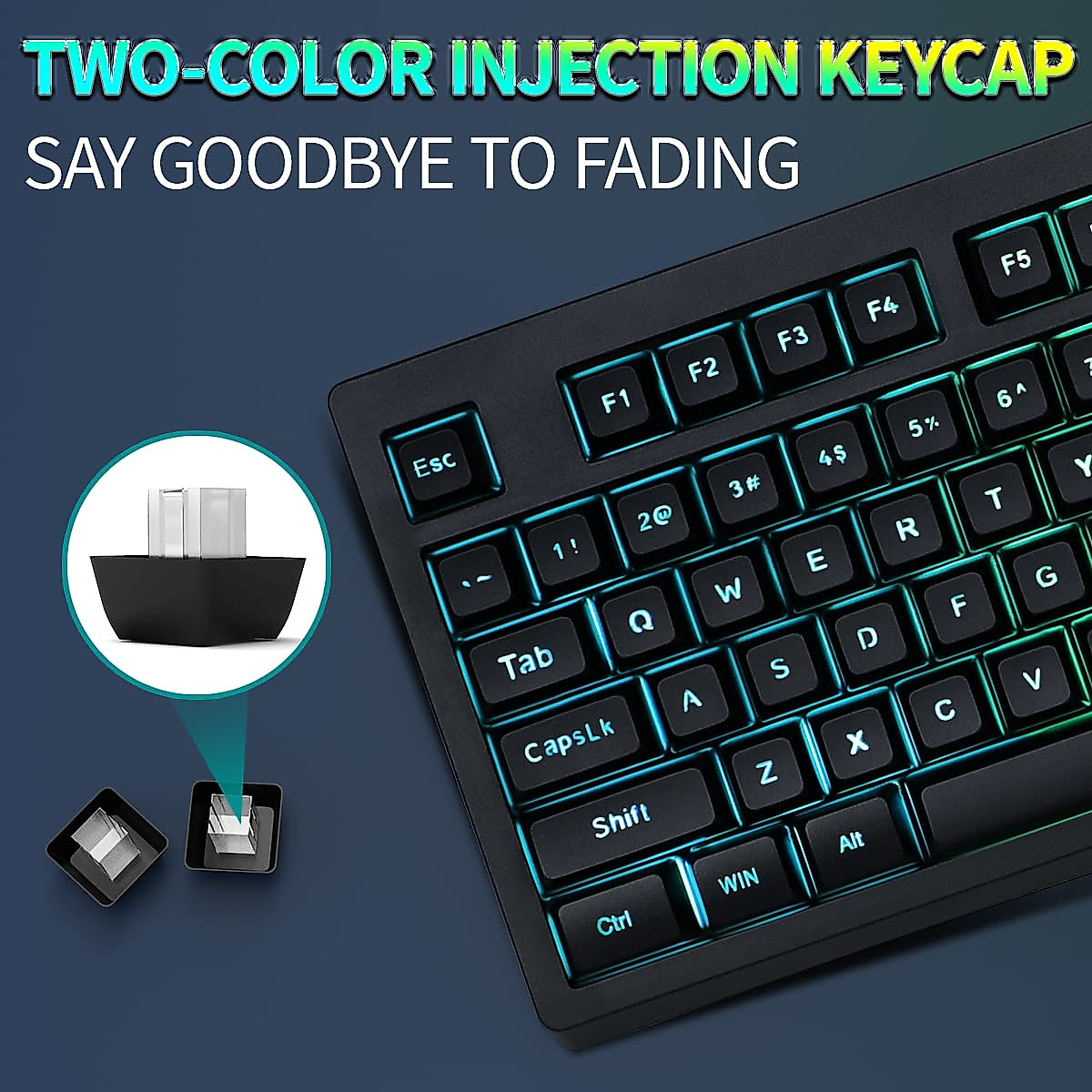 ZJFKSDYX L87 Wireless Gaming Keyboard, Rechargeable 3000mAh 2.4G LED Backlit Wireless Keyboard, Ergonomic Keyboard with Mechanical Feeling Keys for PC PS4 Xbox One Mac, Teclado Gamer (White)