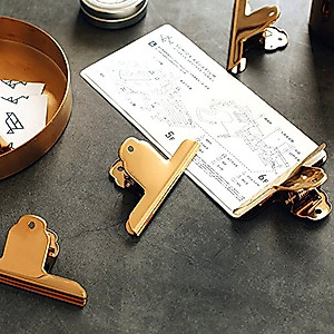 Large Bull Paper Clips Gold, Coideal 3 Pcs 145mm Big Metal File Binder Clip Clamps for Office, Food Bags (5 7/10 Inch)