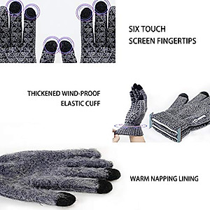 TRENDOUX Winter Gloves, Touch Screen Gloves - Knit Warm Unisex Texting Gloves - Anti-Slip - Elastic Cuff - Thermal Warm Lining - Hands Warm in Cold Weather - Stretchy Material Light Gray - L