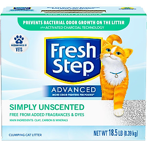 Fresh Step Advanced Simply Unscented Clumping Litter, Fresh Step Unscented Cat Litter Fights Odor on Contact, 18.5 lb. Box