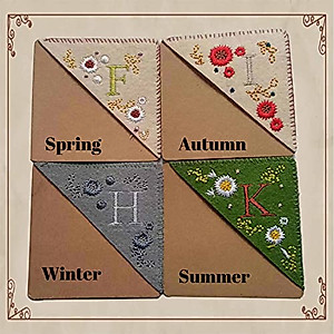 Personalized Hand Embroidered Corner Bookmark, 26 Letters Felt Triangle Corner Page Bookmark,Handmade Stitched Book Marker Bookmarks for Book Lovers Meaningful Gifts