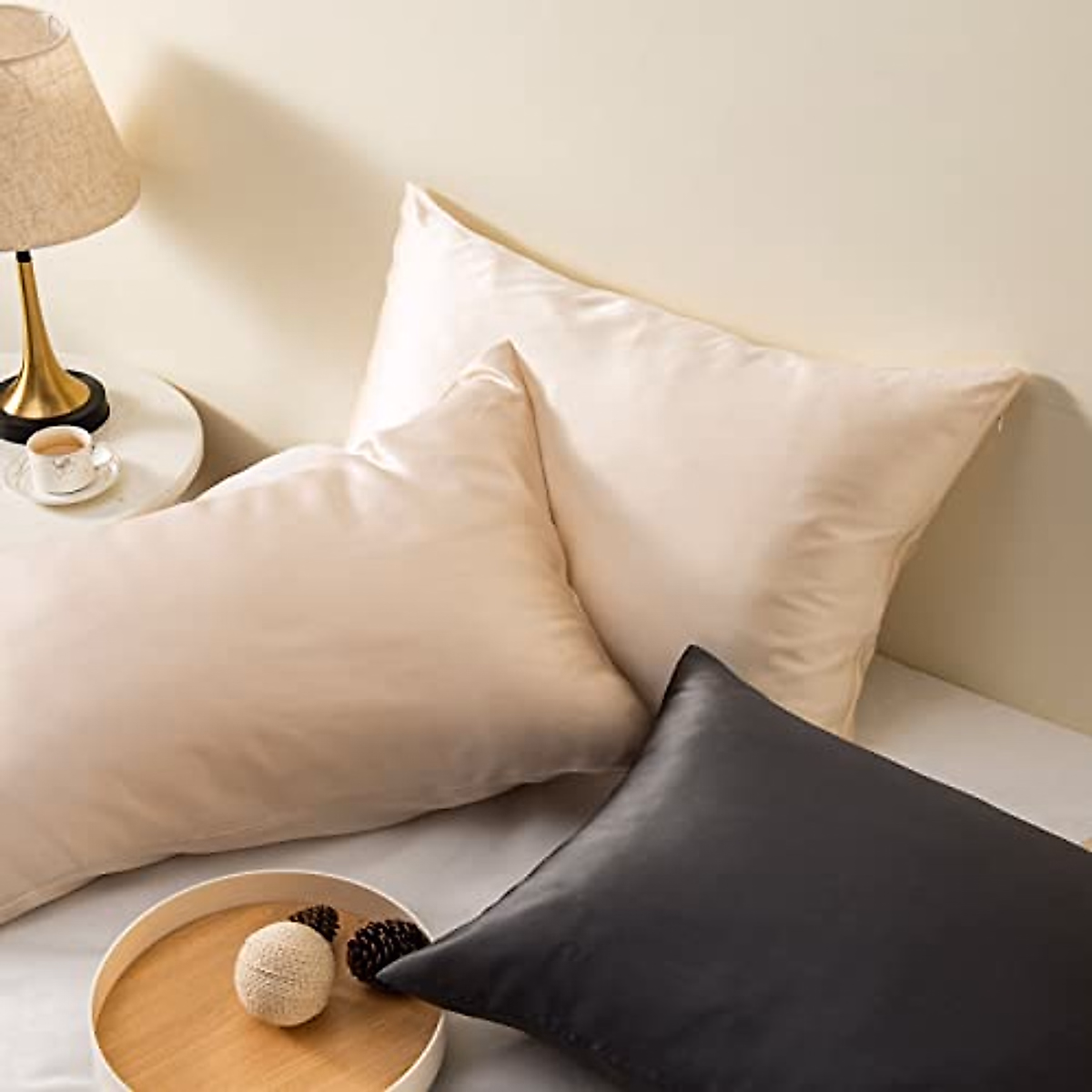 Rillza 100% Pure Mulberry Silk Pillowcase for Hair and Skin, Hidden Zipper (Ivory, Queen 20''x30'', 1 PC), Anti Acne Wrinkle, Soft Smooth, Premium Gift Box, Grade 6A Silk Pillow Case