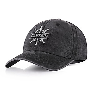 Captain Hat, Boat Captain Hat, Captain Hats for Men Women, for Boat Owners, Boating Gifts for Husband Dad Son Grandson, Boat Accessories Fun, Boaters Gift Ideas,Navy Baseball Cap Grey