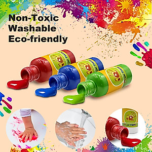 Magicdo 12 PCS Washable Non-Toxic Finger Paint for Kids Toddlers 1-3, Tempera Paint for DIY Crafts Painting, Safe Bath Paint, School Painting (12colors X 1fl oz)