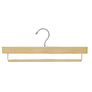 Only Hangers 14" Natural Wooden Pant Hanger w/Non-Slip Bar Box of 10