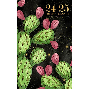 2024-2025 Pocket Planner: Cactus 2 Year Monthly Organizer- Calendar 2024-2025 For Purse ... with Federal Holidays