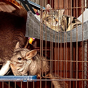 3 Pcs Cat Hammock, Reversible Cat Hanging Hammock Pet Cage Hammock Soft Plush Cat Bed Double Sided Resting Sleepy Pad with Adjustable Straps for Cats Rabbits Small Dogs Small Animals