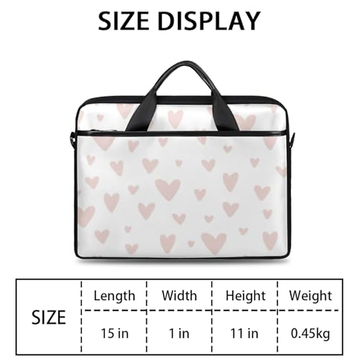 Hearts Love Laptop Computer Bag Waterproof Shoulder Messenger Bag 13-15 inch Durable Laptop Tote Bag with Shoulder Strap Handle Lightweight Crossbody Briefcase