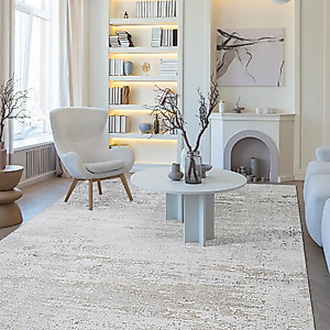 MABOZOO Extra Large 9x12 Modern Abstract Area Rug for Living Room,Neutral Khaki Grey Rugs for Bedroom,Machine Washable Area Rug,Soft Non Slip Dining Room Rug,Big Floor Carpet for Bedroom,Farmhouse