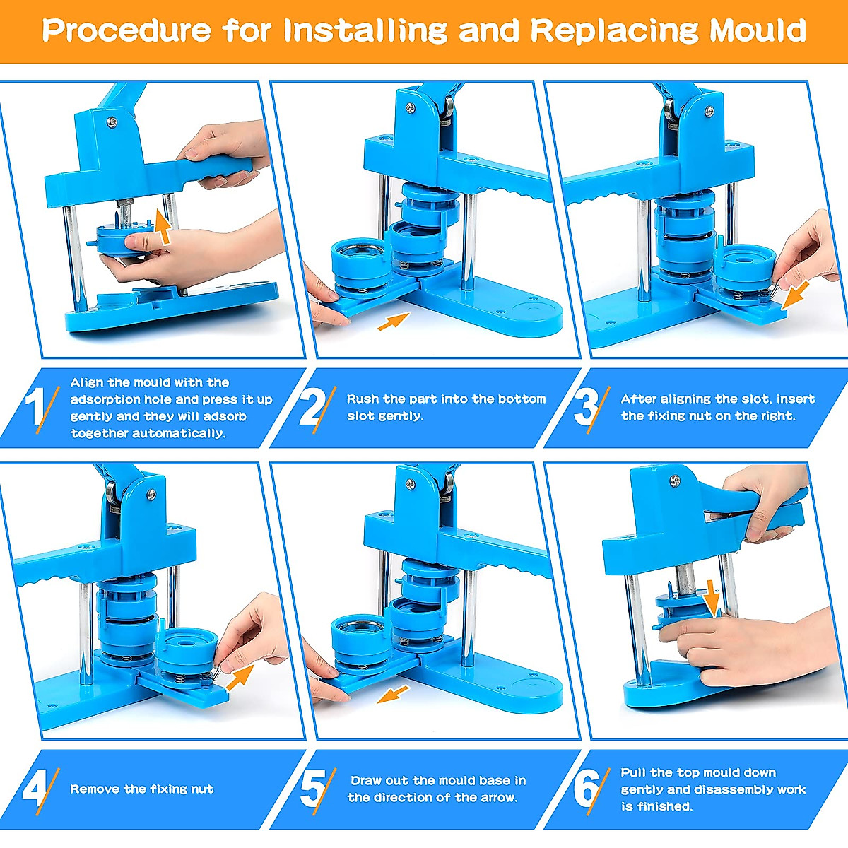 Alldeer Button Maker Machine Multiple Sizes, 1+1.73+2.25 inch Button Maker with 500 Sets Button Making Supplies for Kids, Magic Book, Cutter Machine Badge Pin Press 25+44+58mm Button Press Machine