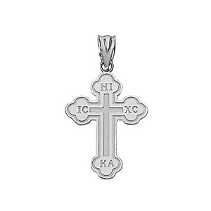 Religious Jewelry 925 Sterling Silver Eastern Orthodox IC XC NIKA Cross Outline Pendant (Small)