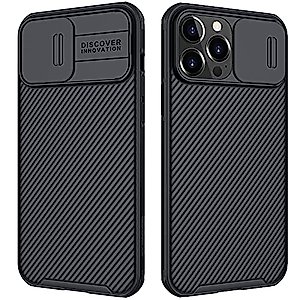 Mangix for iPhone 13 Pro Max Case with Camera Cover,Slim Fit Thin Polycarbonate Protective Shockproof Cover with Slide Camera Cover, Upgraded Case for Apple iPhone 13 Pro Max (Black)