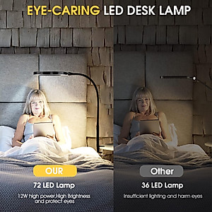 HITTI 10X Large Lens Magnifying Glass with Light and Clamp, 3 Color Modes Stepless Dimmable Lighted Magnifying Lamp, Flexible Gooseneck LED Magnifier with Light for Craft Hobby Painting Close Work