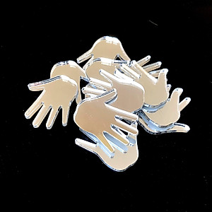 Super Cool Creations Hands Shaped Crafting Mirrors, Set of 10, Many Colours, Shatterproof Acrylic, Bronze Mirror, Pack of 10 x 8cm