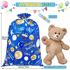 Shintop Large Birthday Gift Bag, 36x56inch Big Gift Sack Extra Large Plastic Gift Wrap Bag Jumbo for Huge Gifts Weird Shaped Presents (Blue 1pack)