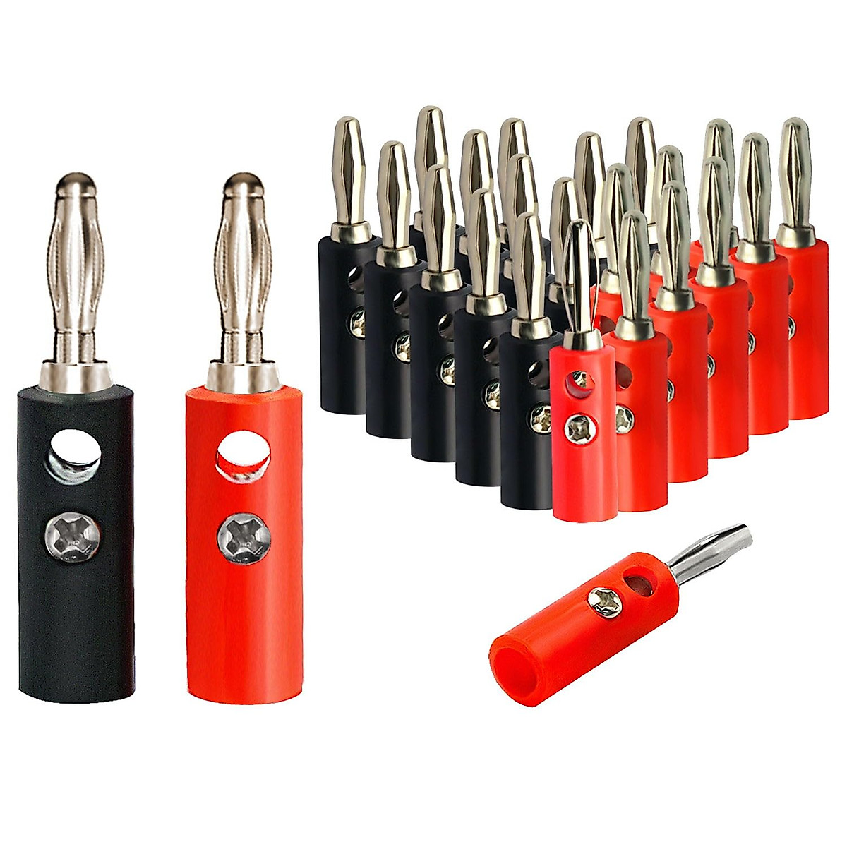 CenryKay Banana Plugs Speaker, 10 Sets (10Red + 10 Black) 4mm Audio Speaker Wire Cable Connector Cable Plugs