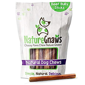 Nature Gnaws Mixed Bully Sticks for Small Dogs - Premium Natural Tasty Beef Bones - Simple Long Lasting Dog Chew Treats - Rawhide Free - 6 Inch